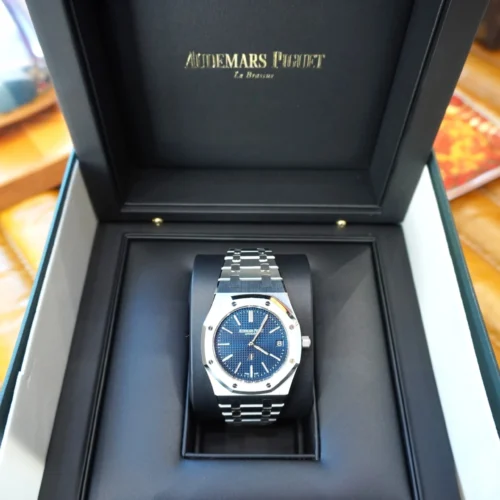 Custom Modded Royal Oak 39mm 15202 SS PPM Blue Textured Dial on SS Bracelet AP2121