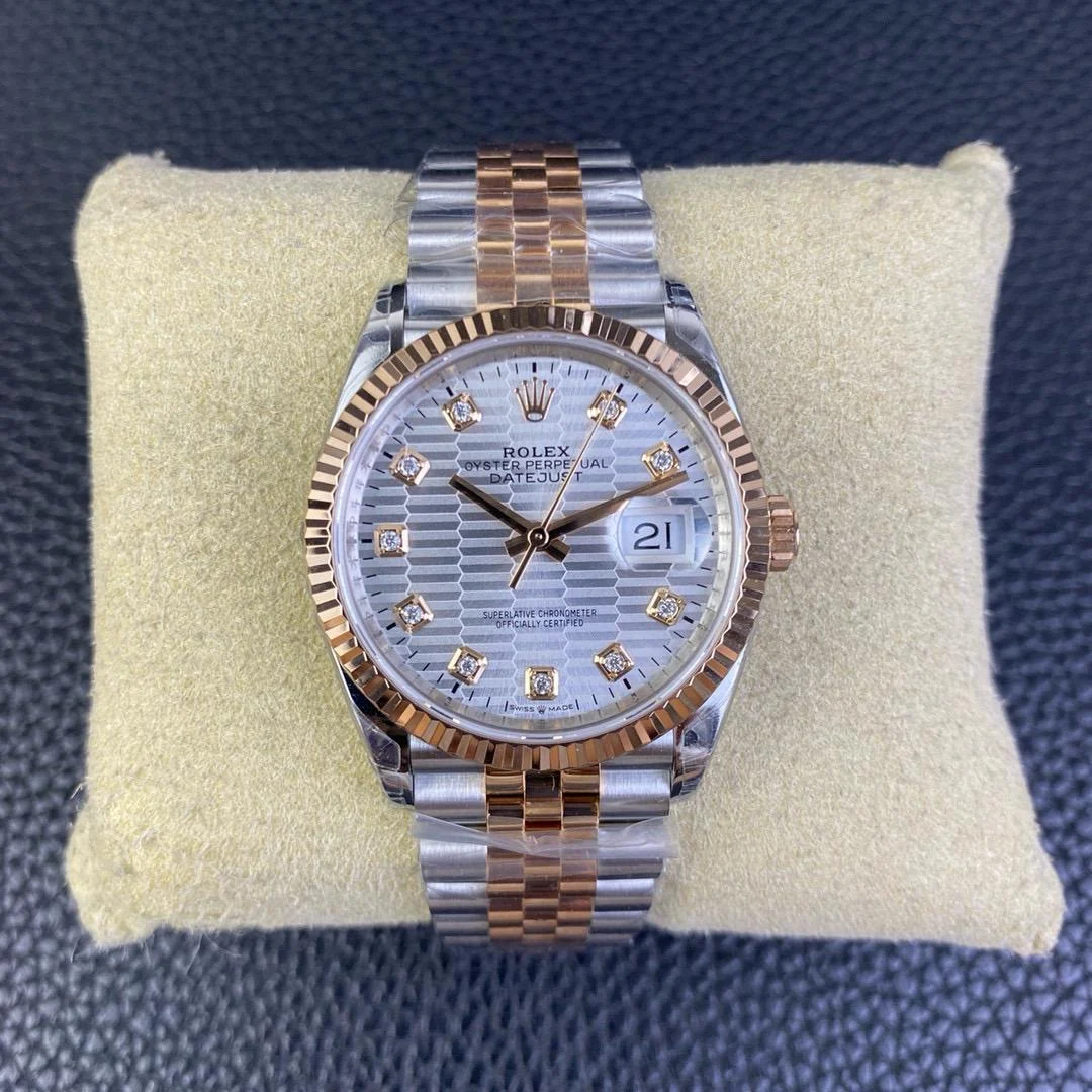 Rolex Datejust 36 126231 Two Tone Rose Gold Silver Motif DIAMOND Dial ...